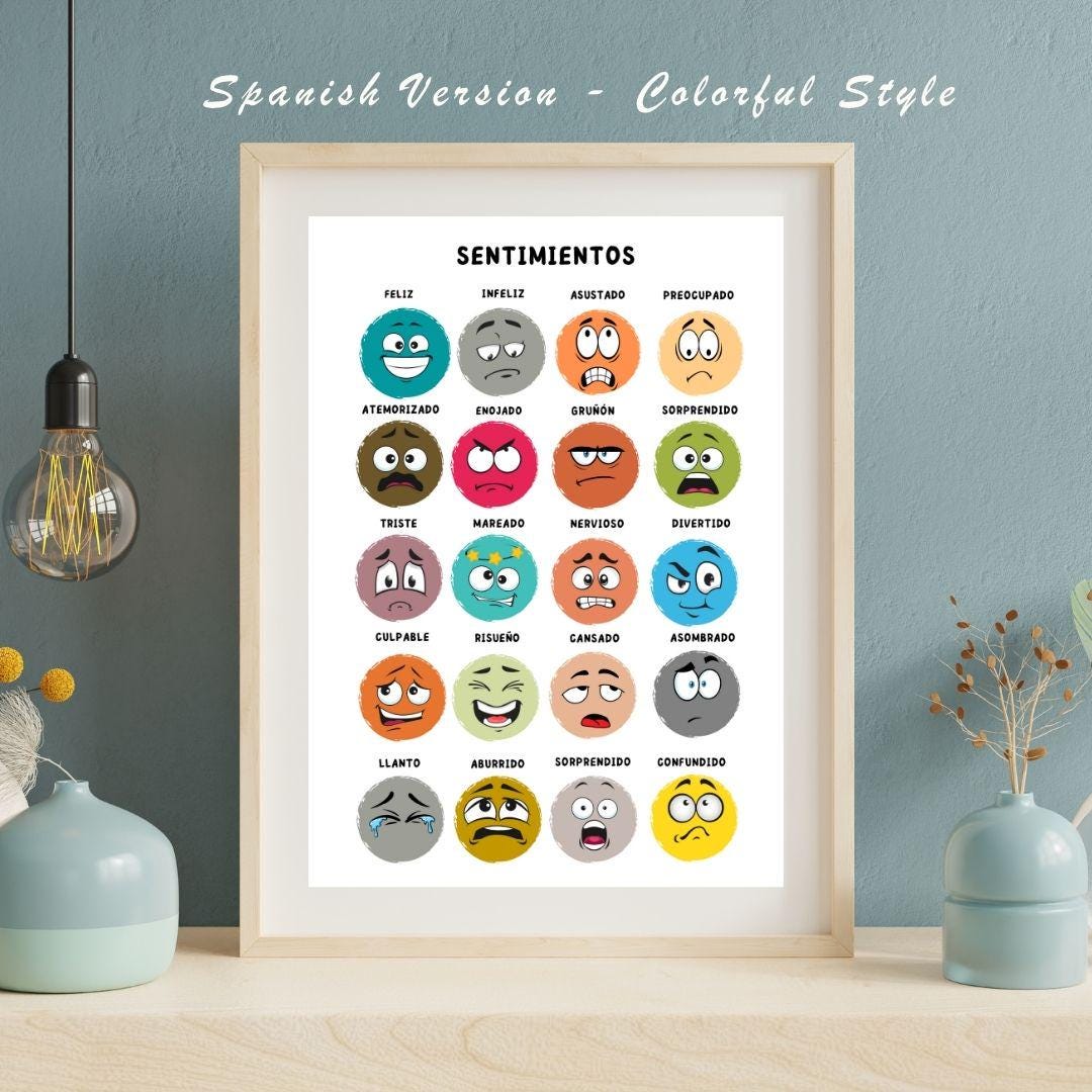 Bilingual Feelings Poster: English Spanish Emotions Chart (digital ...