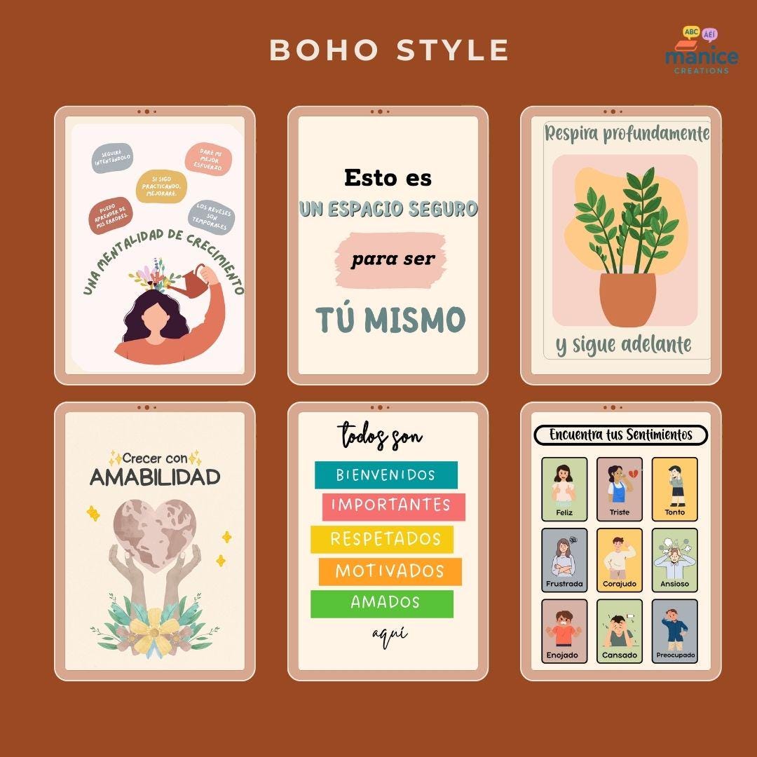 Spanish Growth Mindset Posters: Classroom Homeschool Decor (3 Sizes ...
