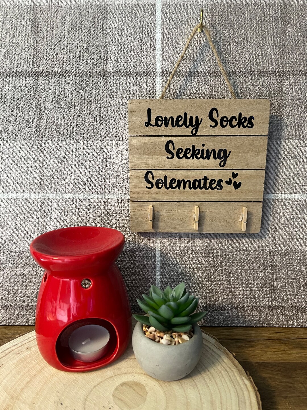 Lonely Sock Plaque - Wooden Hanging Sign - Humorous/funny Quote - House ...