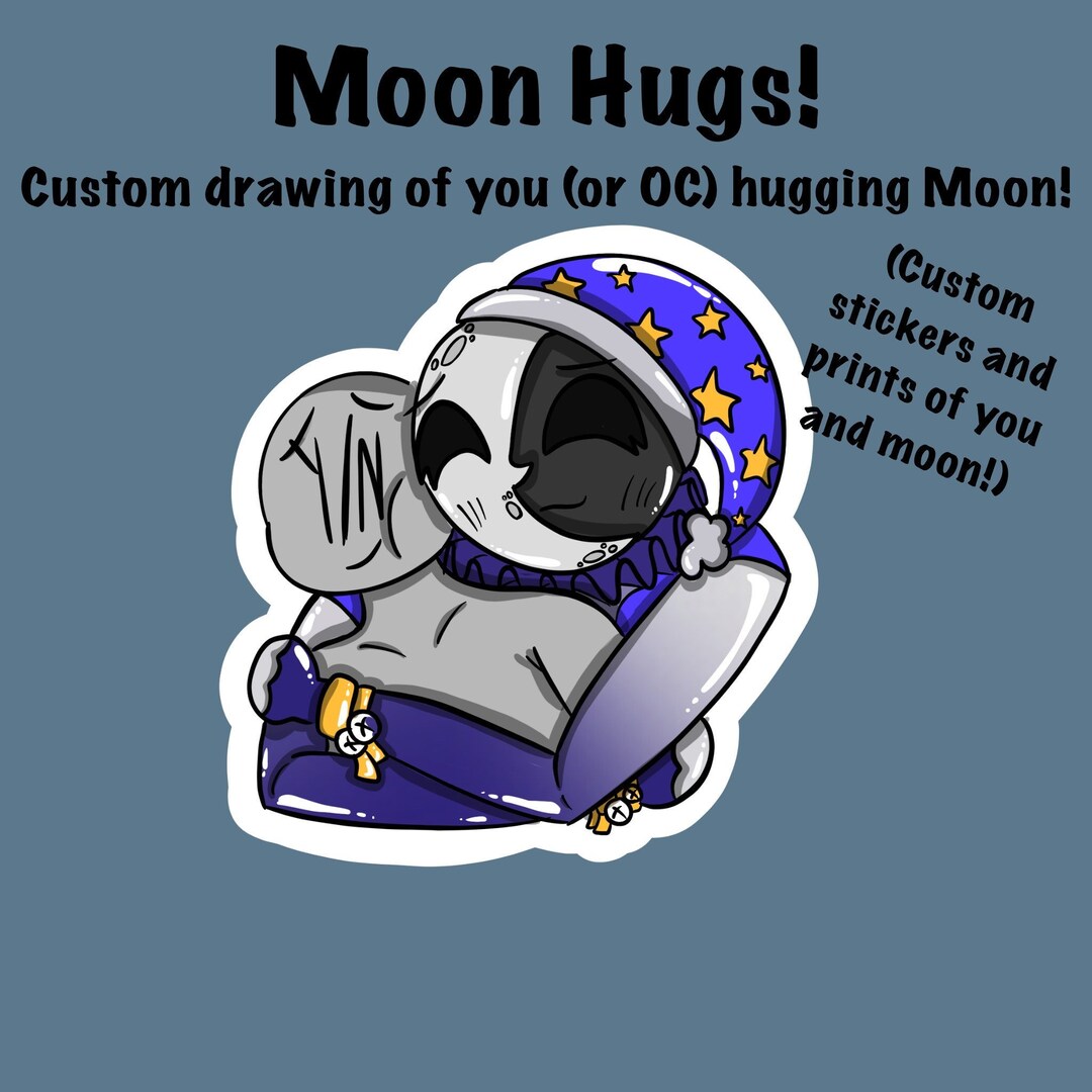 Moon Hugs Custom Drawn Sticker or Print or Button of You or - Etsy Canada