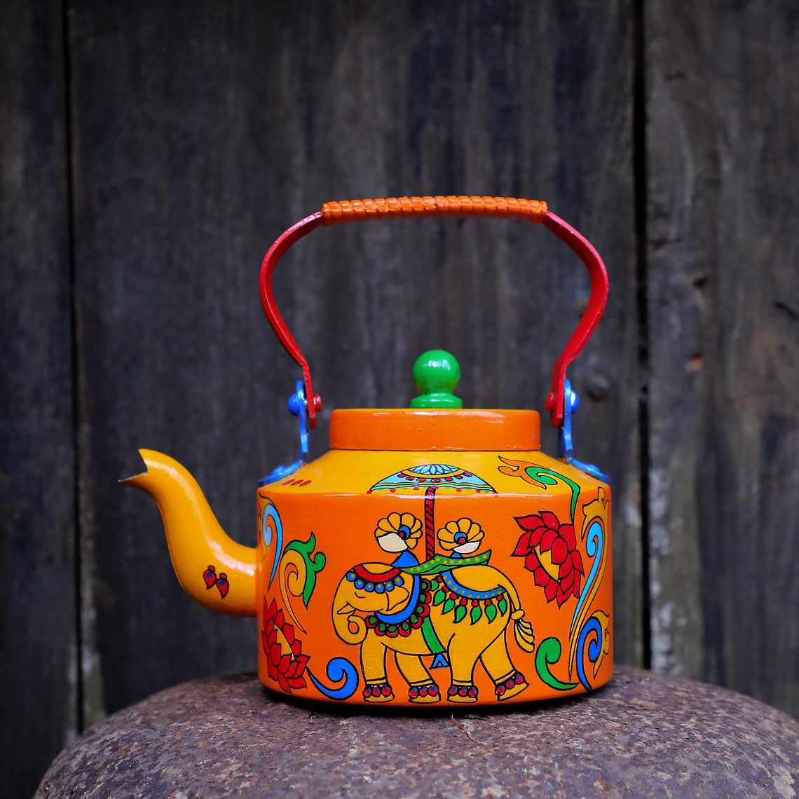 Hand Painted Indian Traditional Tea Kettle Handmade Colourful Chai ...
