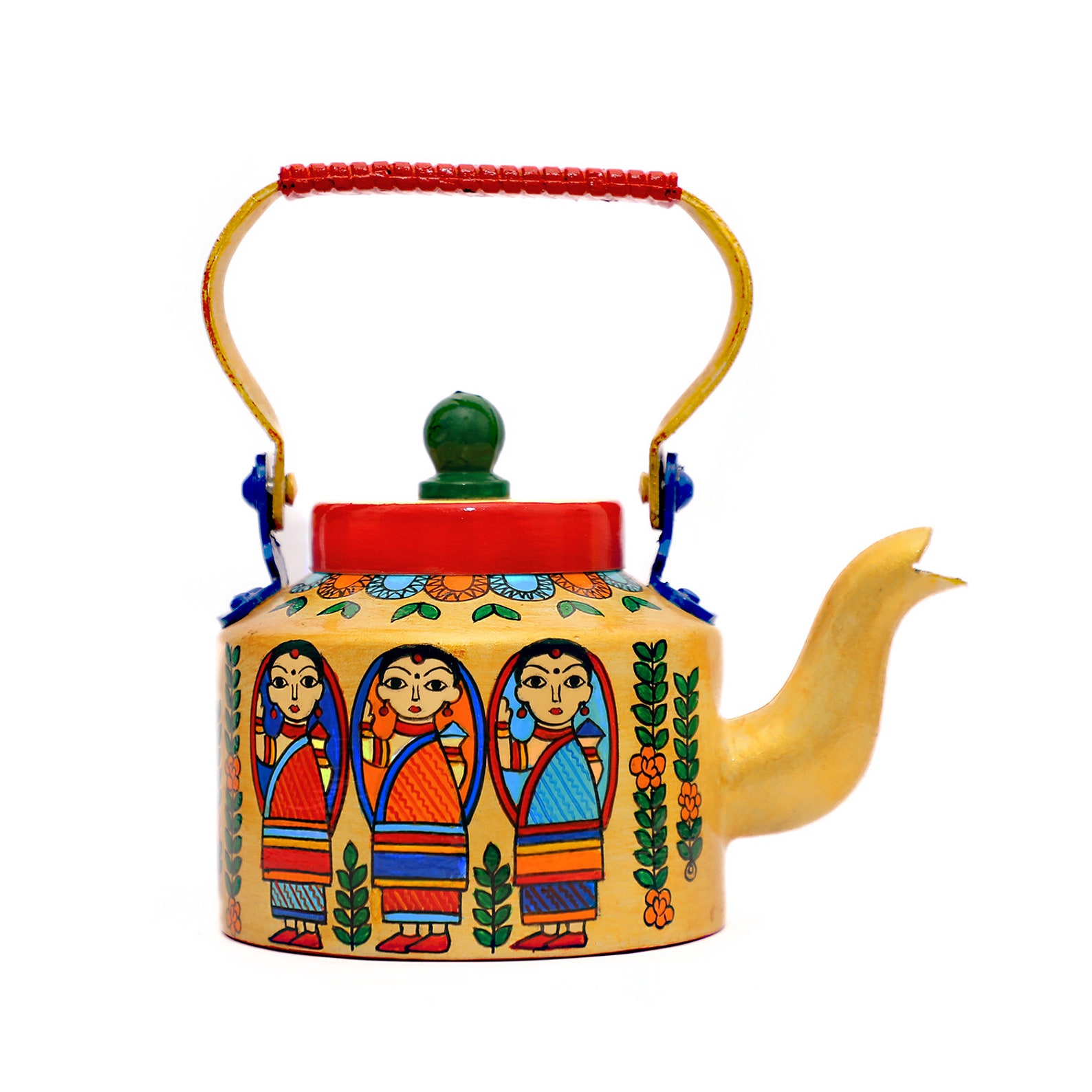 Hand Painted Tea Kettle Traditional Indian Tea Pot With Tribal Art ...