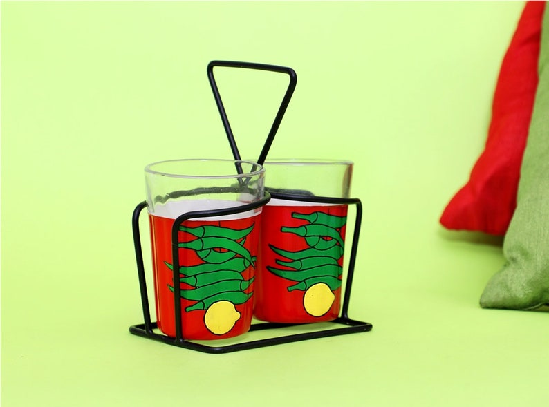 Hand Painted Traditional Tea Glasses Set of 2 Cutting Chai Glass With ...