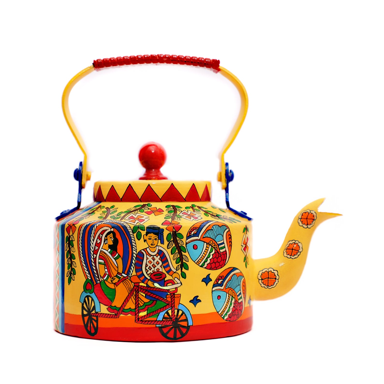 Hand Painted Kettle for Serving Tea Aluminium Decorative Showpiece ...