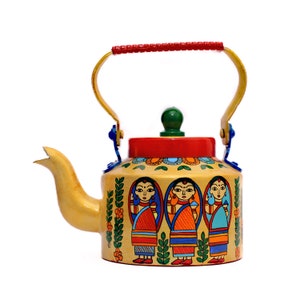 Hand Painted Tea Kettle Traditional Indian Tea Pot With Tribal Art ...