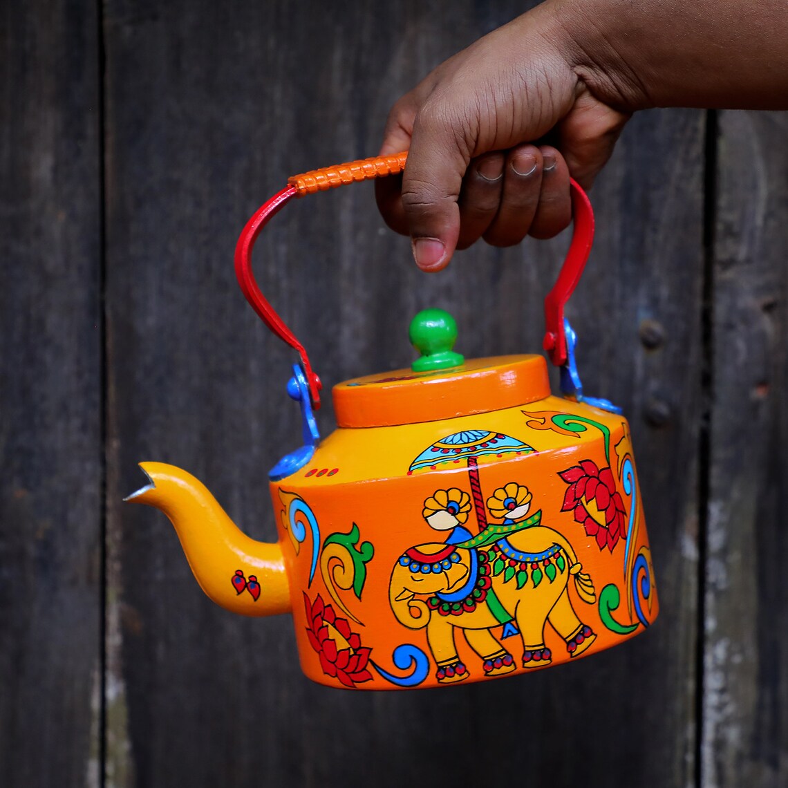 Hand Painted Indian Traditional Tea Kettle Handmade Colourful Chai ...