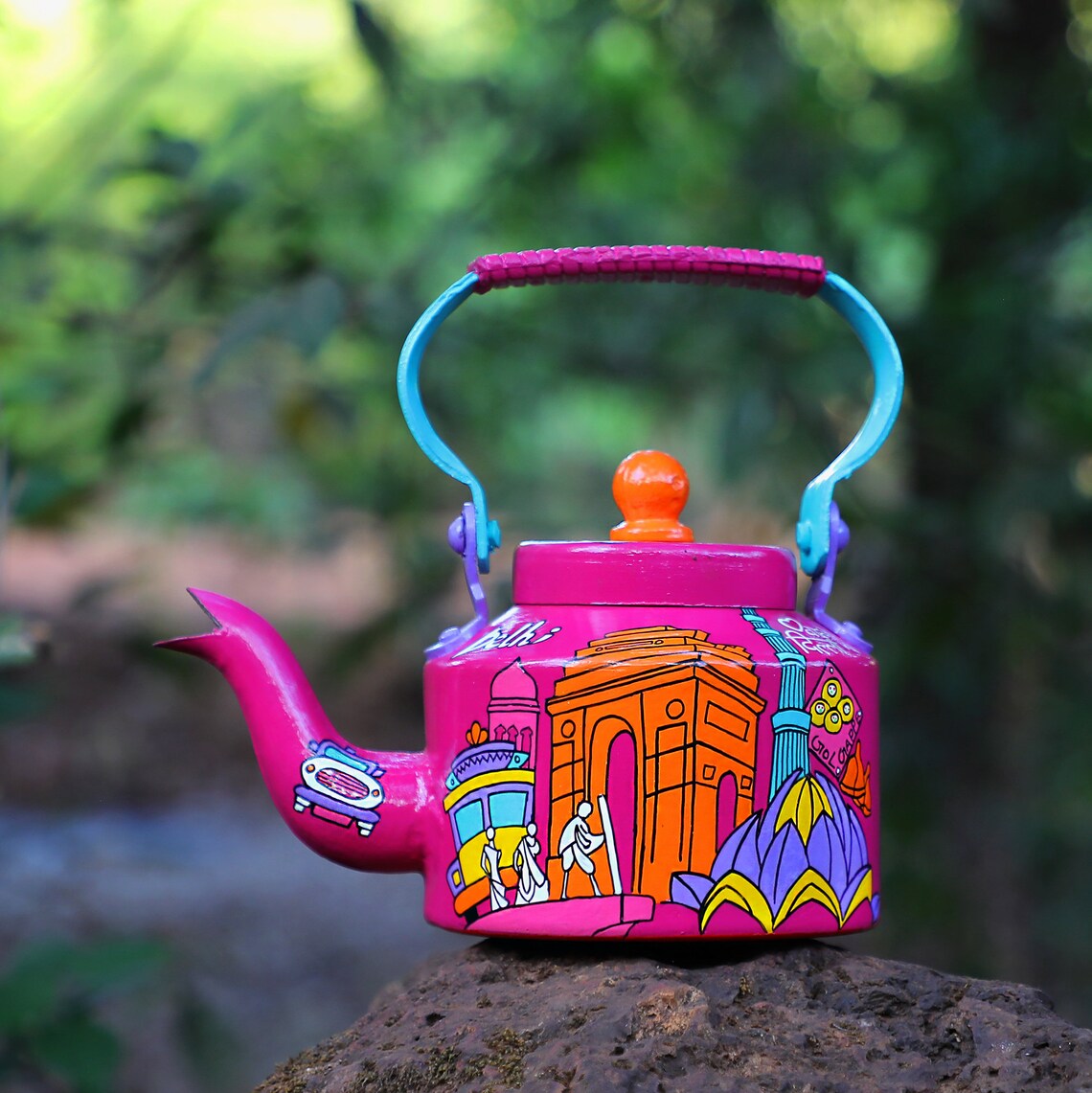 Traditional Indian Hand Painted Kettle for Serving Tea Decorative ...