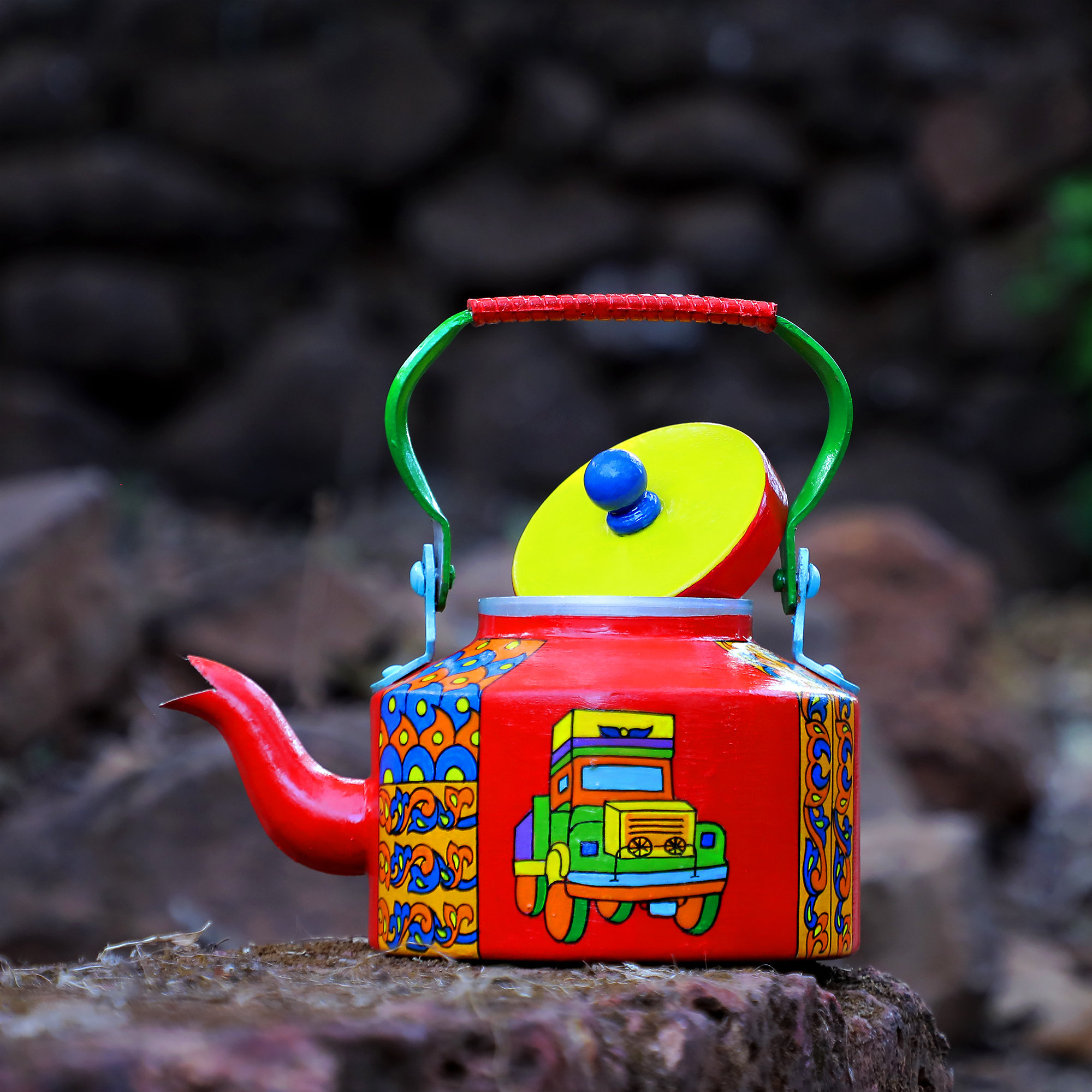 Hand Painted Tea Kettle Traditional Indian Tea Pot With Colorful Indian ...