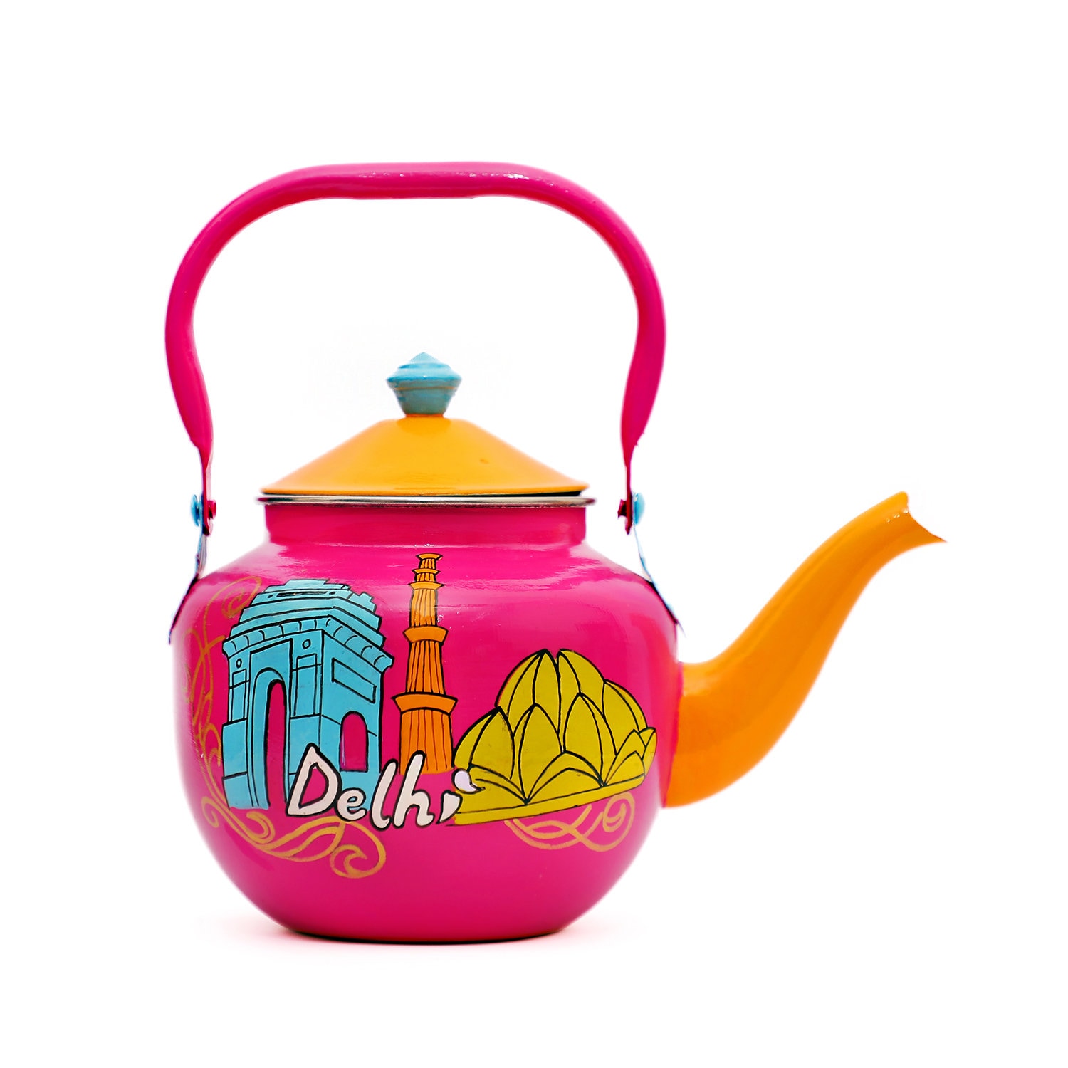 Hand Painted Tea Kettle Indian Traditional Colorful Teapot Handmade ...