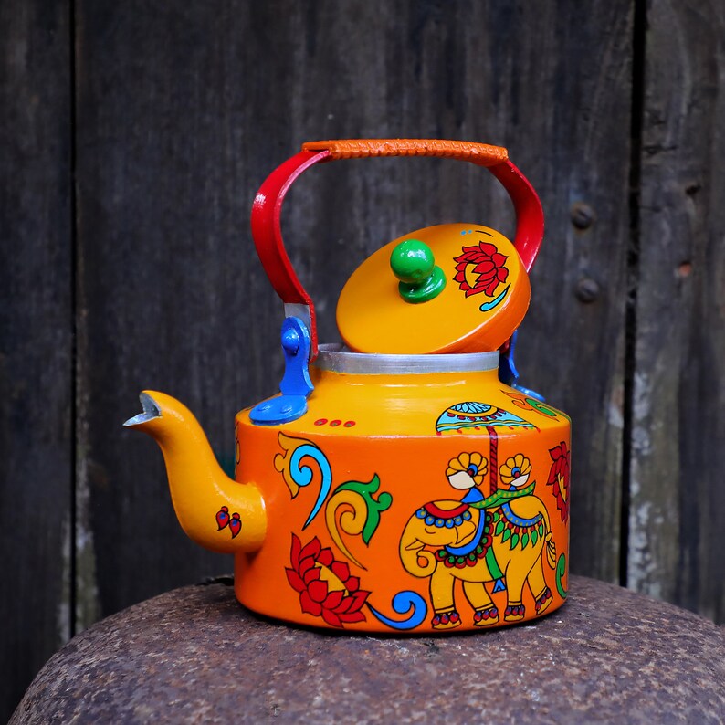 Hand Painted Indian Traditional Tea Kettle Handmade Colourful Chai ...