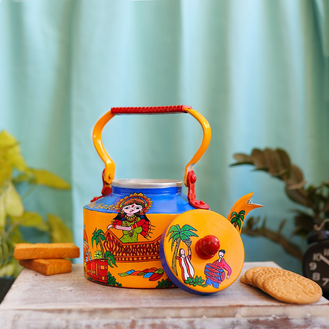 Hand Crafted Tea Kettle Made in India Painted Tea Pot for Kitchen Decor ...