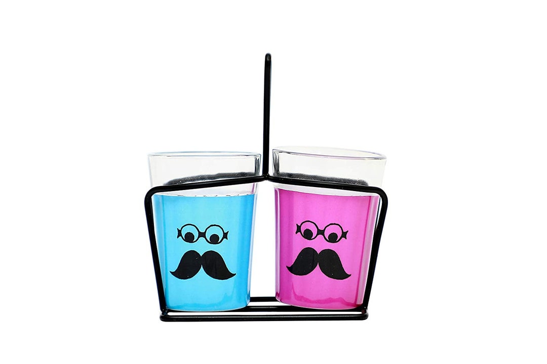 Handpainted Cutting Chai Glass Set of 2 Tapri Tea Glass With Stand ...