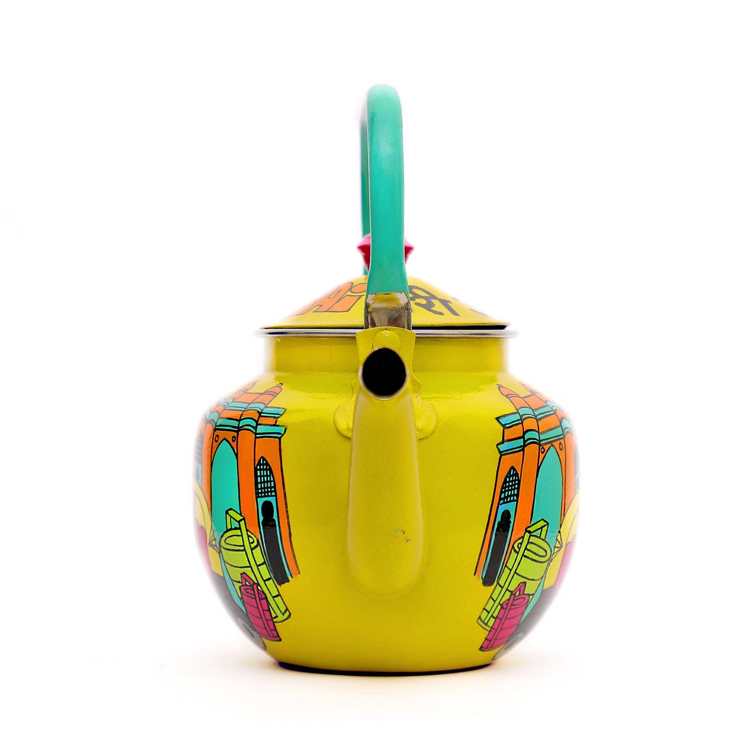 Hand Painted Stainless Steel Kettle for Tea Traditional Indian Teapot ...