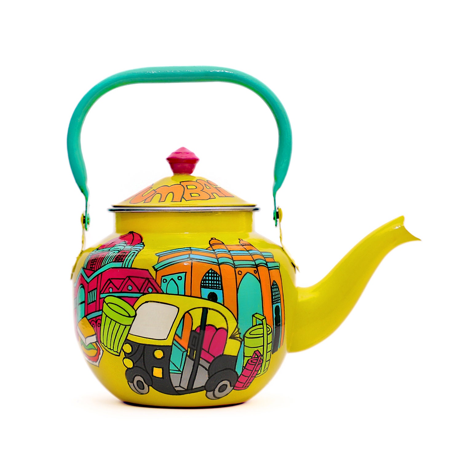 Hand Painted Stainless Steel Kettle for Tea Traditional Indian Teapot ...