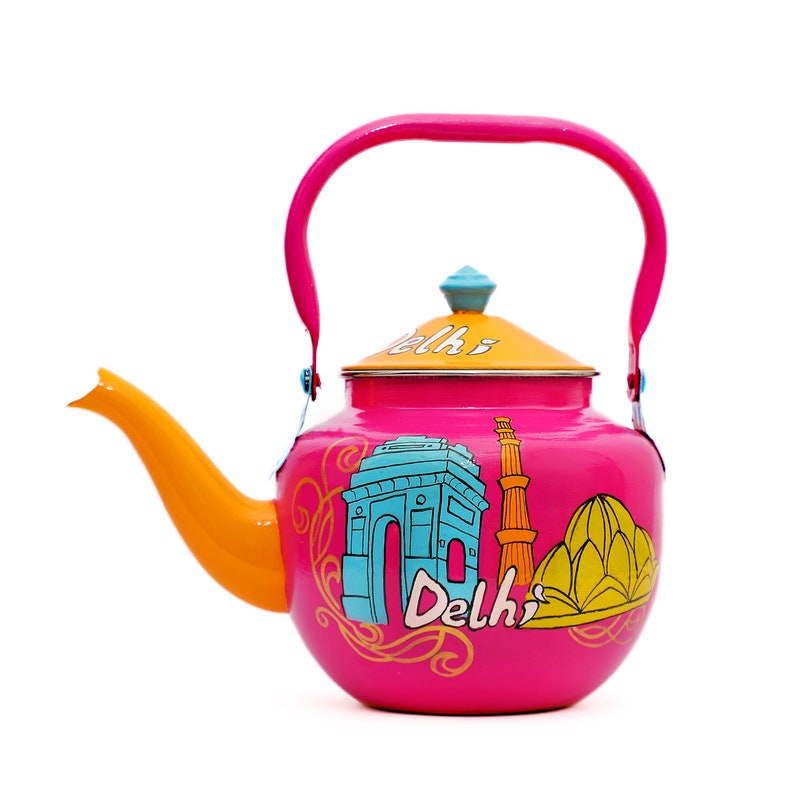 Hand Painted Tea Kettle Indian Traditional Colorful Teapot Handmade ...