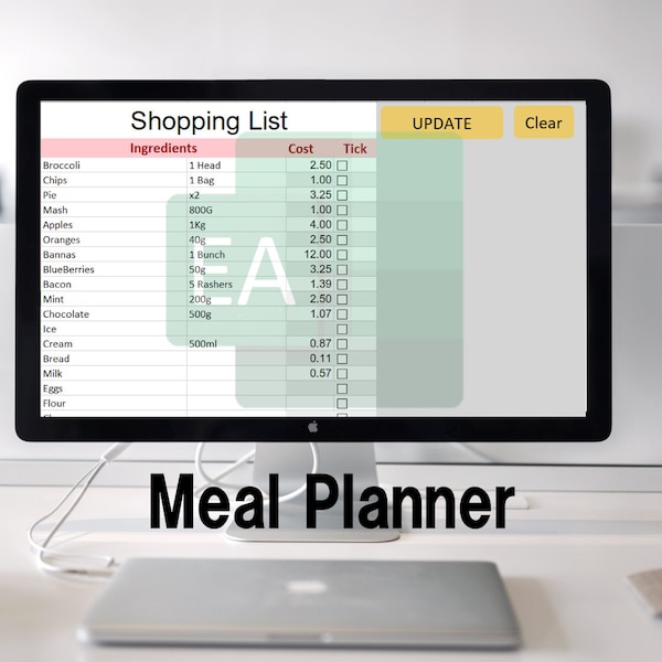 Excel Template Meal Planning - Etsy