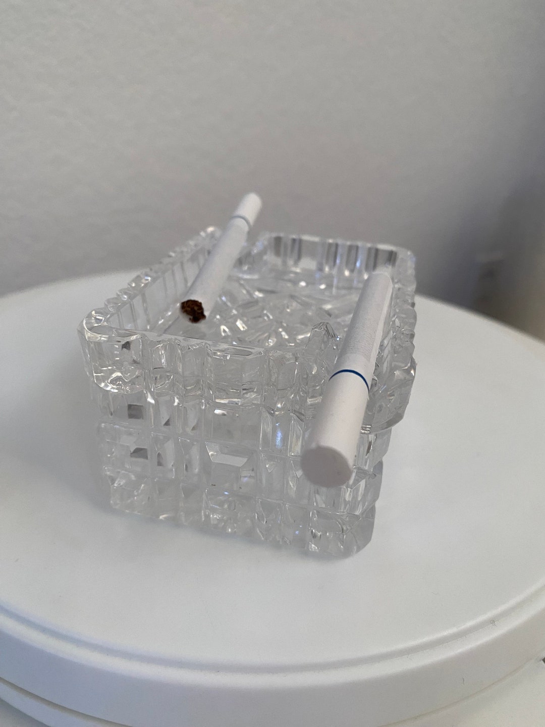 Vintage Mid Century Lead Crystal Cigarette Holder and Ashtray /france ...