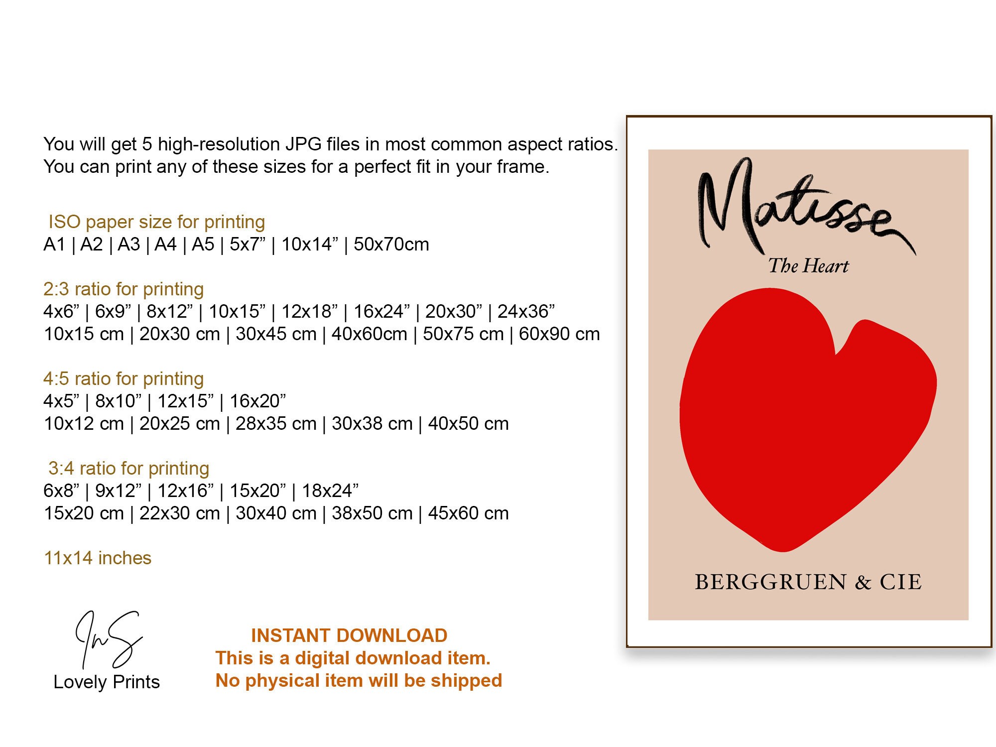 Matisse Love Paper Cutout Art Poster, Digital Download, Matisse Heart ...