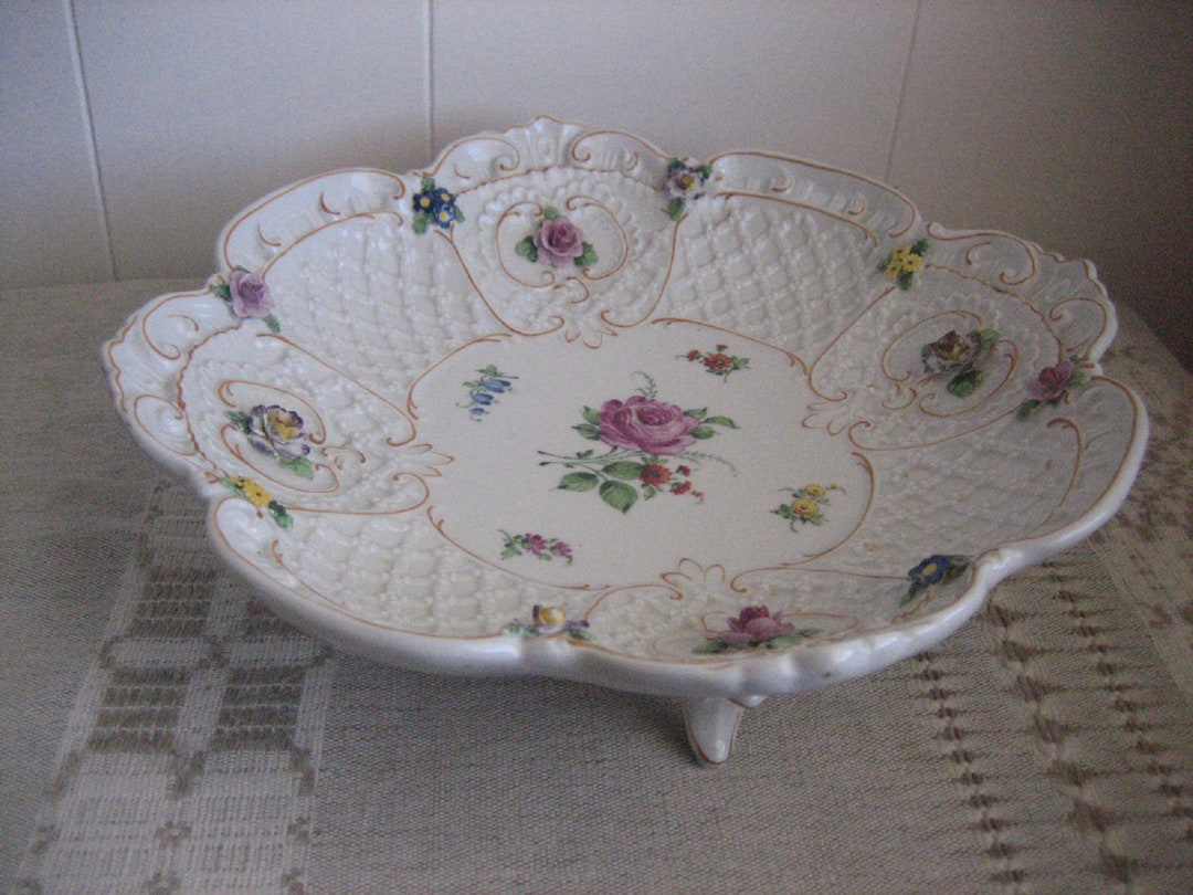 Von Schierholz Porcelain Console Bowl, German Footed Compote Dish, Hand ...