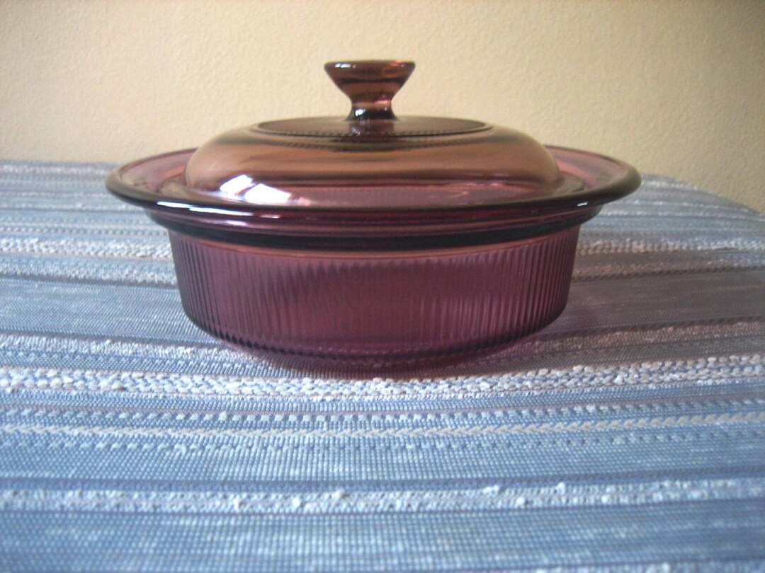 Visions Corning Ware Cranberry 24 OZ. Casserole Dish # V-30-B W/lid ...