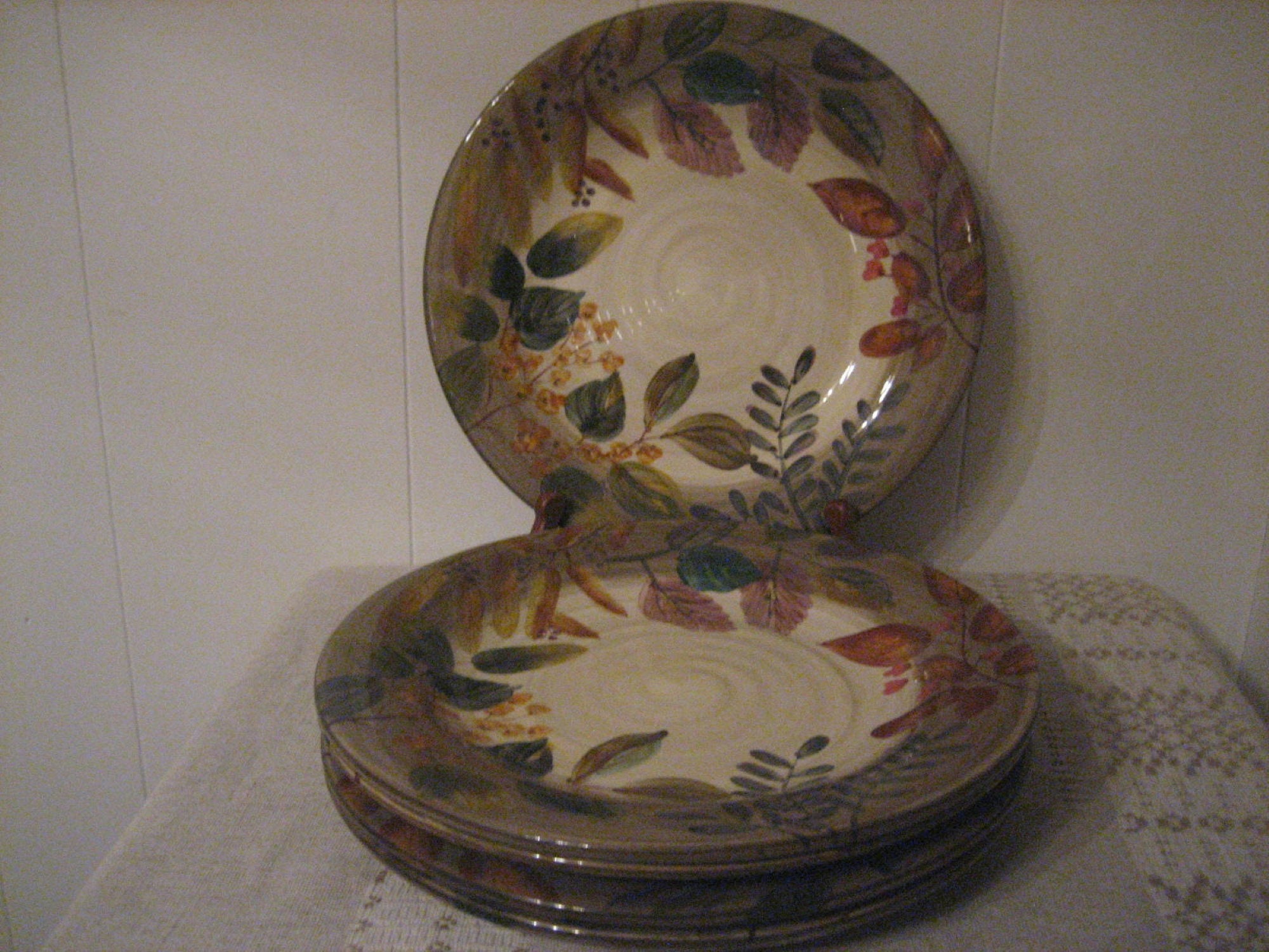 Home Trends Shadowwood Dinner Plates, Vintage Fall Earth Tone Plates ...