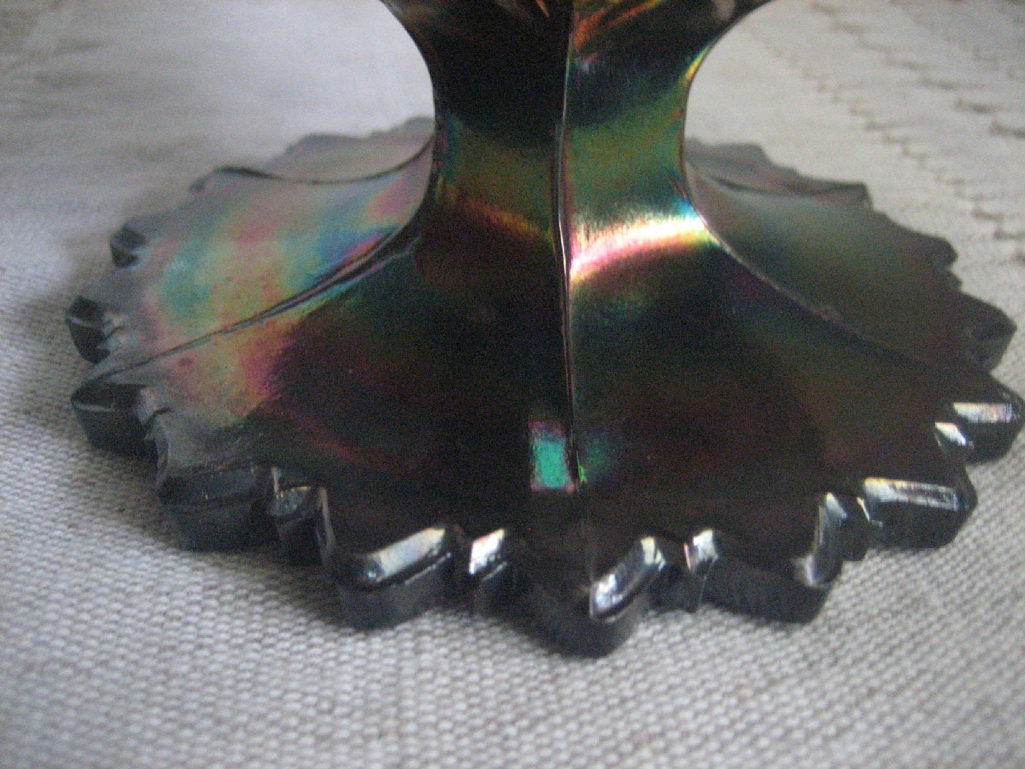 Fenton Dark Amethyst Carnival Glass Starburst Pinwheel Vintage Footed ...