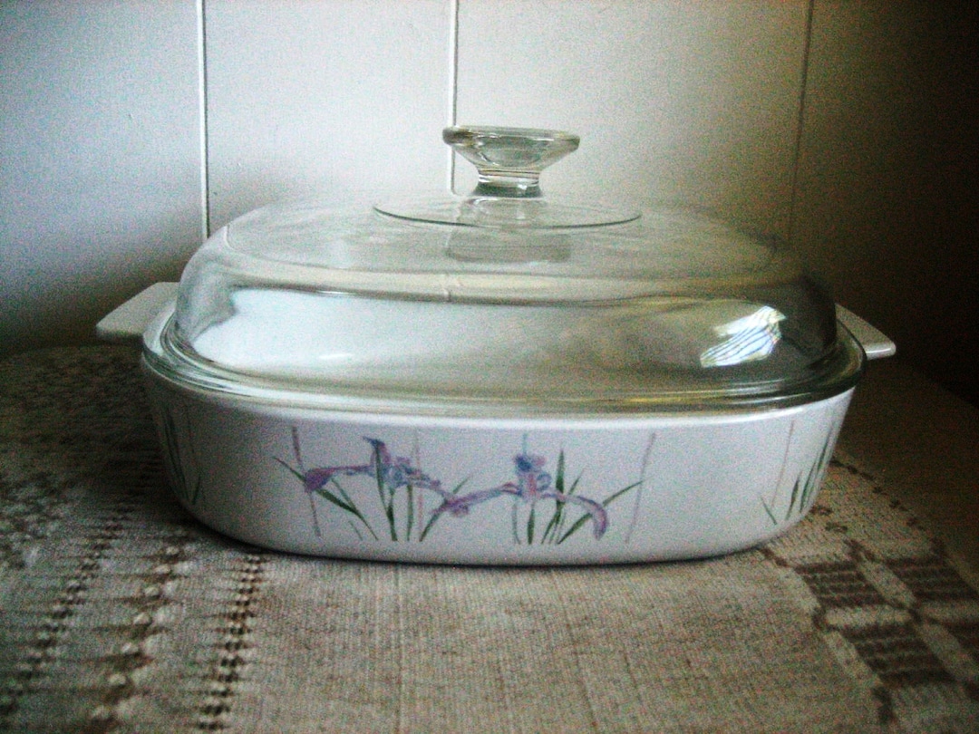Vintage Corning Ware Shadow Iris Casserole, Corningware Lidded Baking Dish A-10-B 2.5 Liter With ...