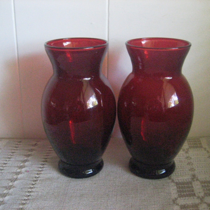 Red Glass Vases - Etsy