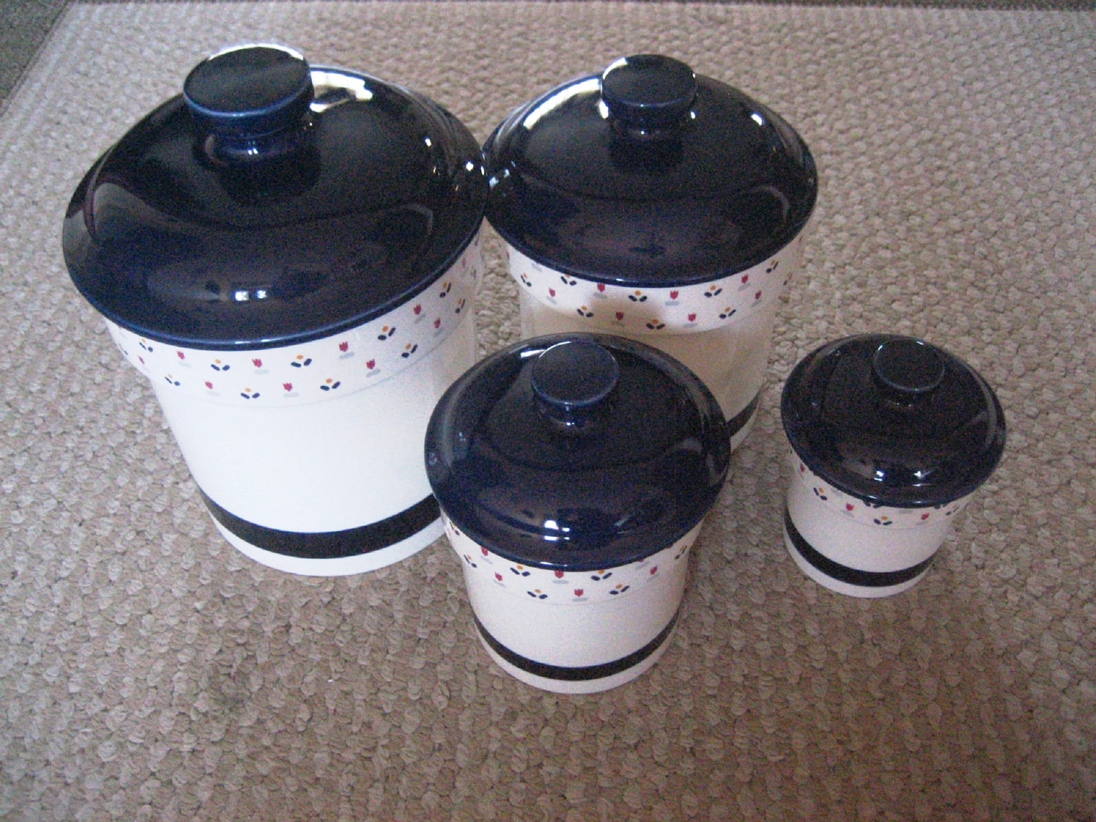 Set of 4 Vintage Canisters, 1983 Country Borders, Kitchen Storage ...