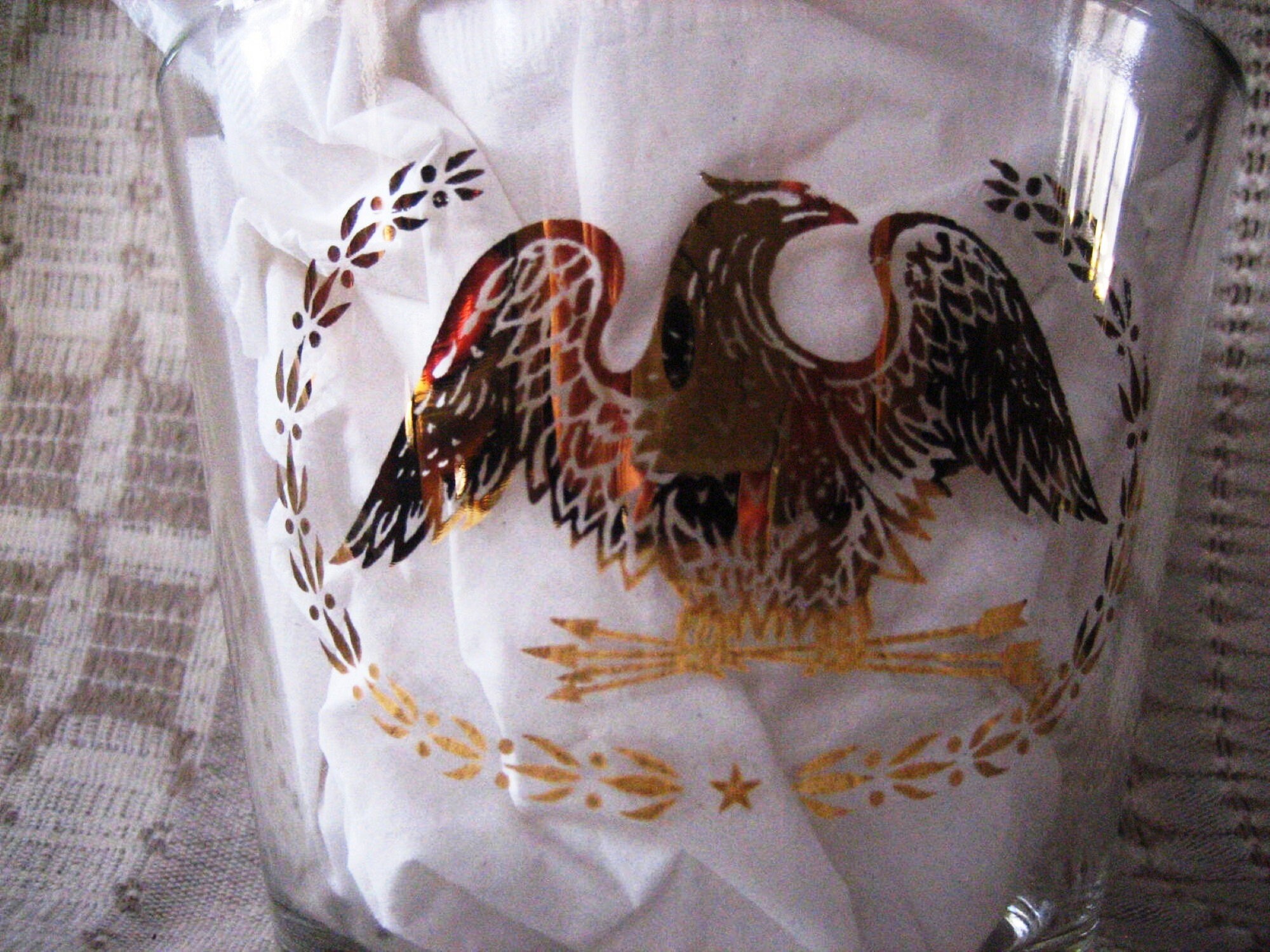 Vintage MCM Patriotic Glass Ice Bucket, American Eagle Ice Bucket, 7 ...