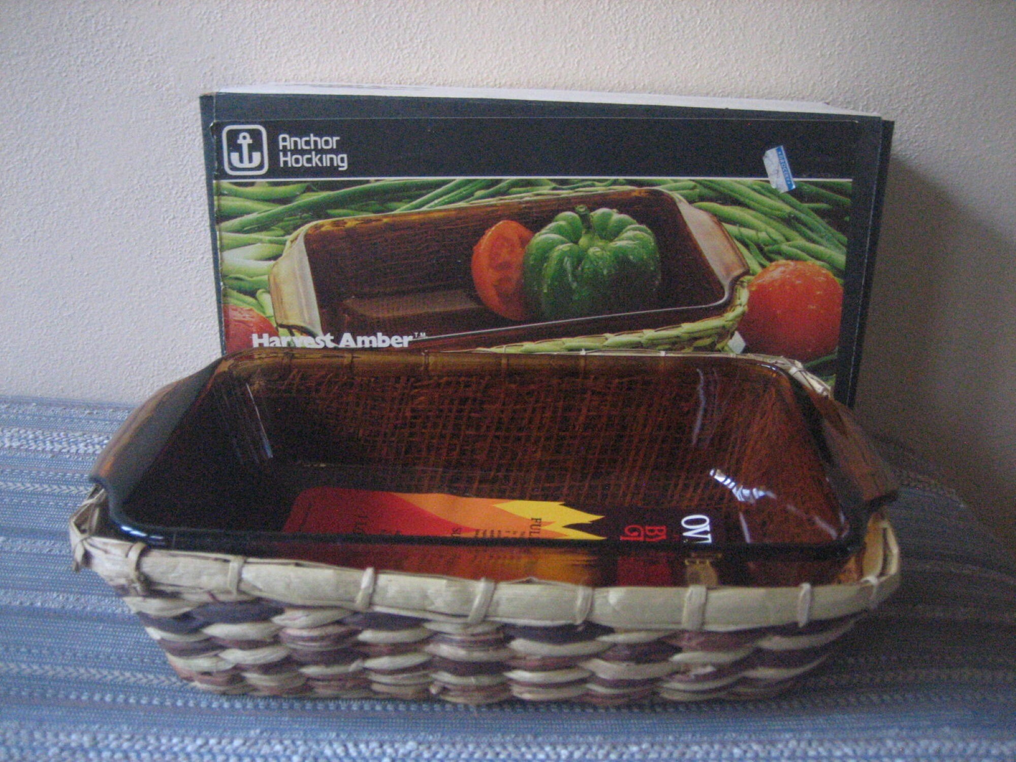 Anchor Hocking Harvest Amber Buffet Loaf Dish With Basket, Fire King ...