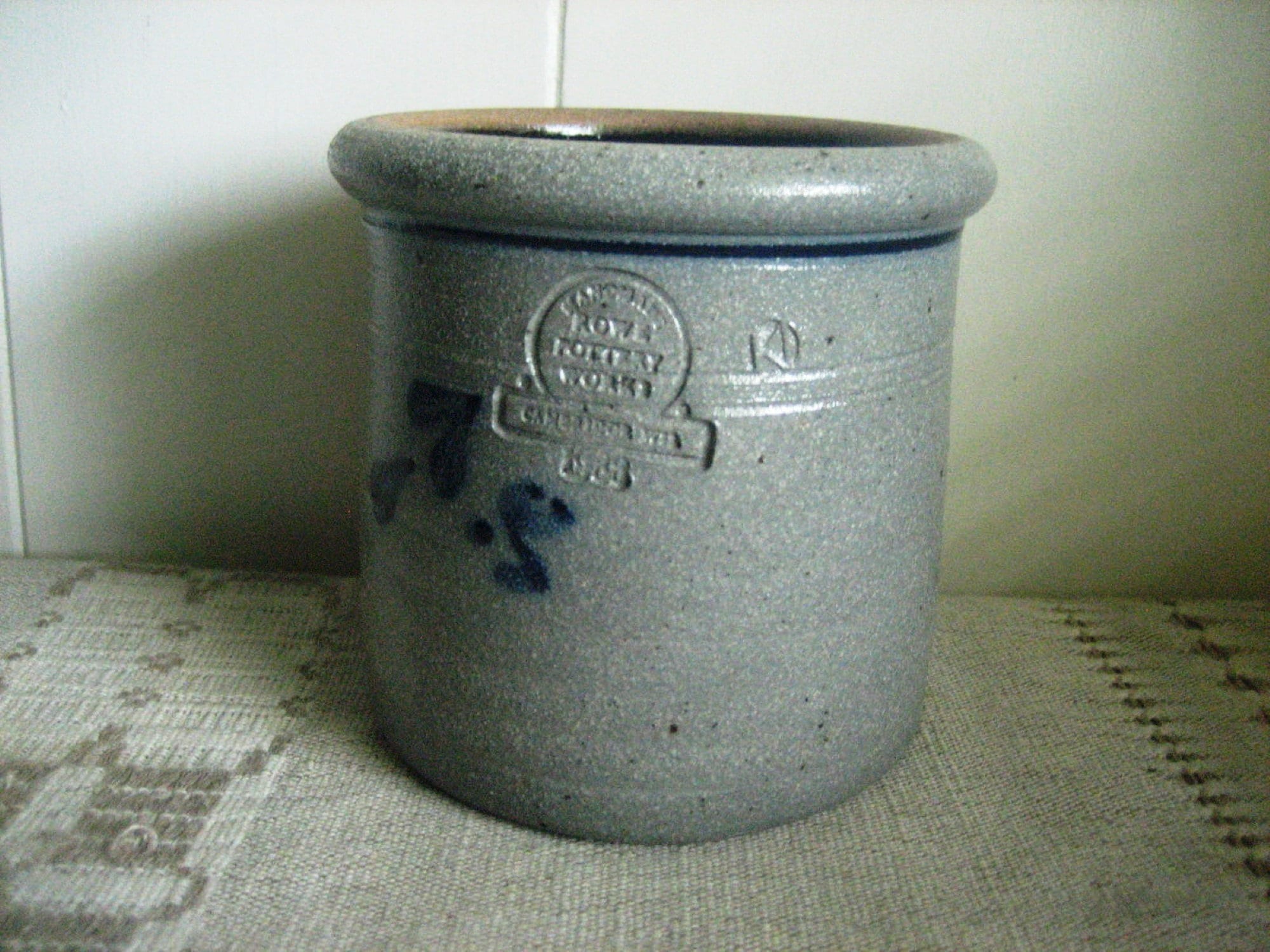 Vintage Salt Glazed Rowe Pottery Works Mini Crock, Cambridge Wisconsin ...