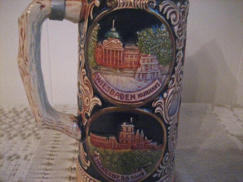 Vintage Gerz Beer Stein, West Germany Pewter Lidded Mug, Handgemalt ...