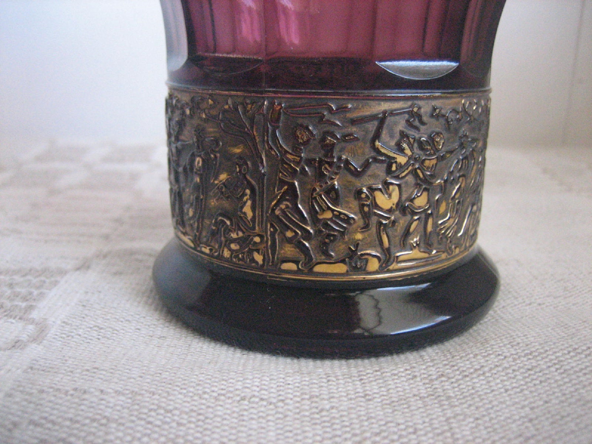 Walther Amethyst Glass Vase With Gold Frieze Band of Dancing People - Etsy