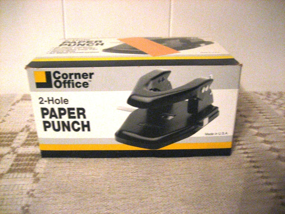 Black 2 Hole Paper Punch by Corner Office, Home Office Desk Tools NEW ...