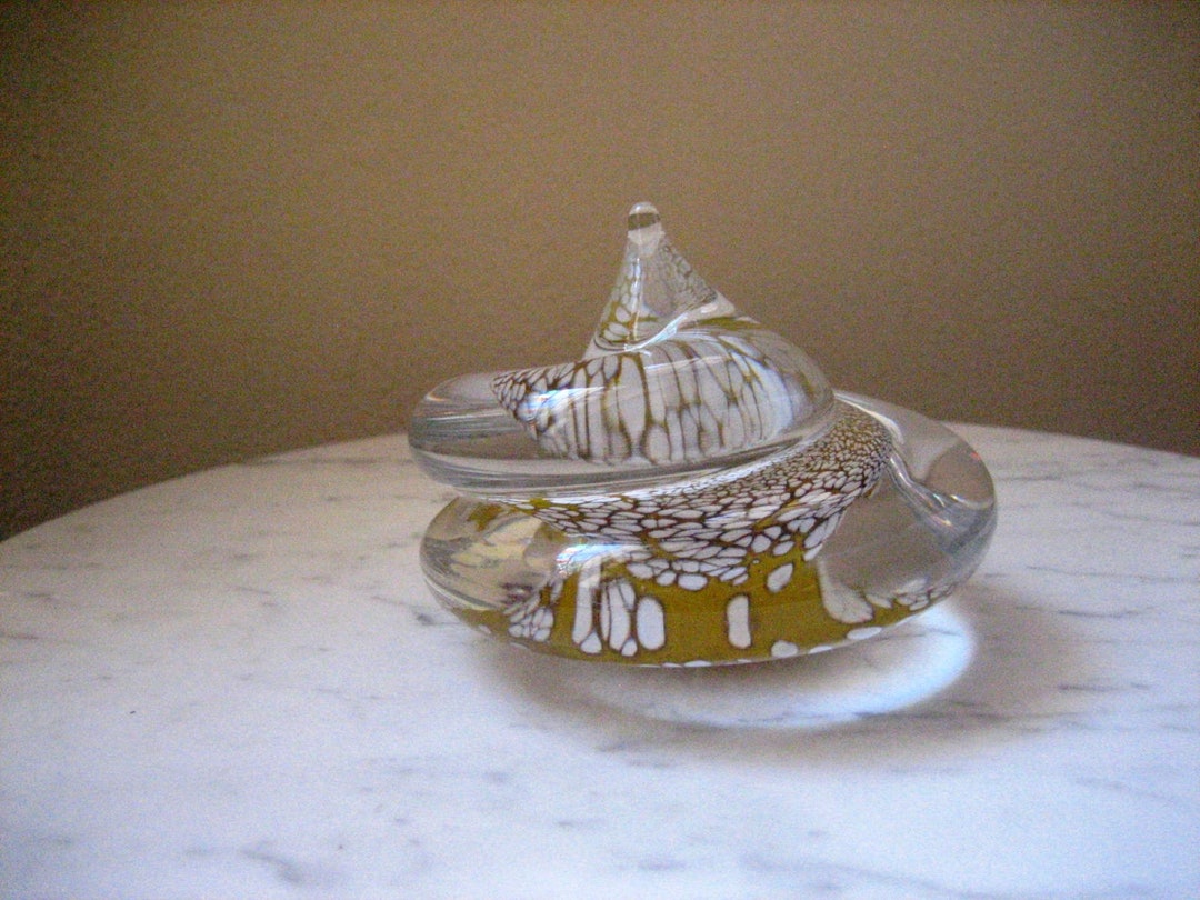 Vintage Swirl Drop Paperweight, Art Glass Dollop Shaped Weight, Hand ...