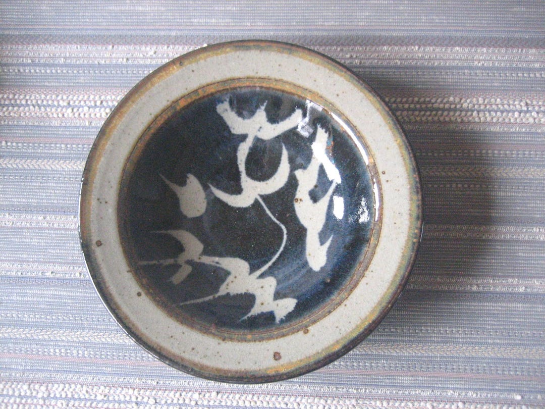 Studio Art Pottery Bowl, Speckled Glazed Redware Pottery, Cobalt Signed ...