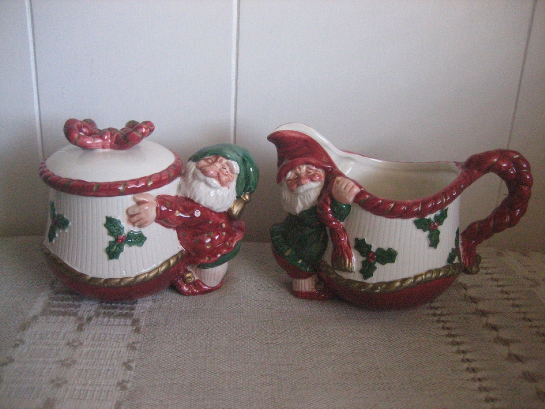 Fitz & Floyd Old World Elf Lidded Sugar Bowl and Creamer, Vintage 1989 ...