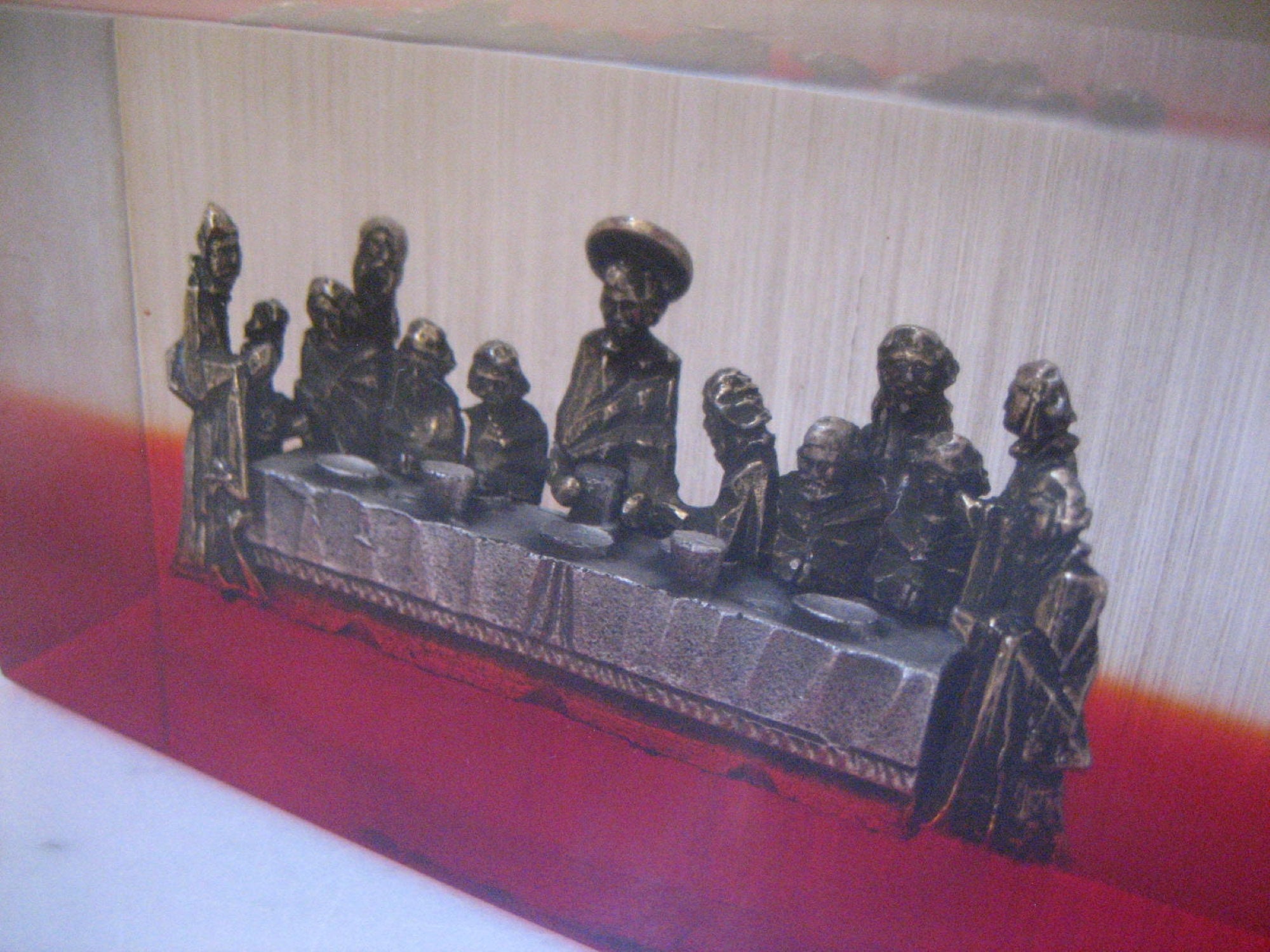Vintage Christian Paperweight, the Last Supper Lucite 3D Gold Tone ...