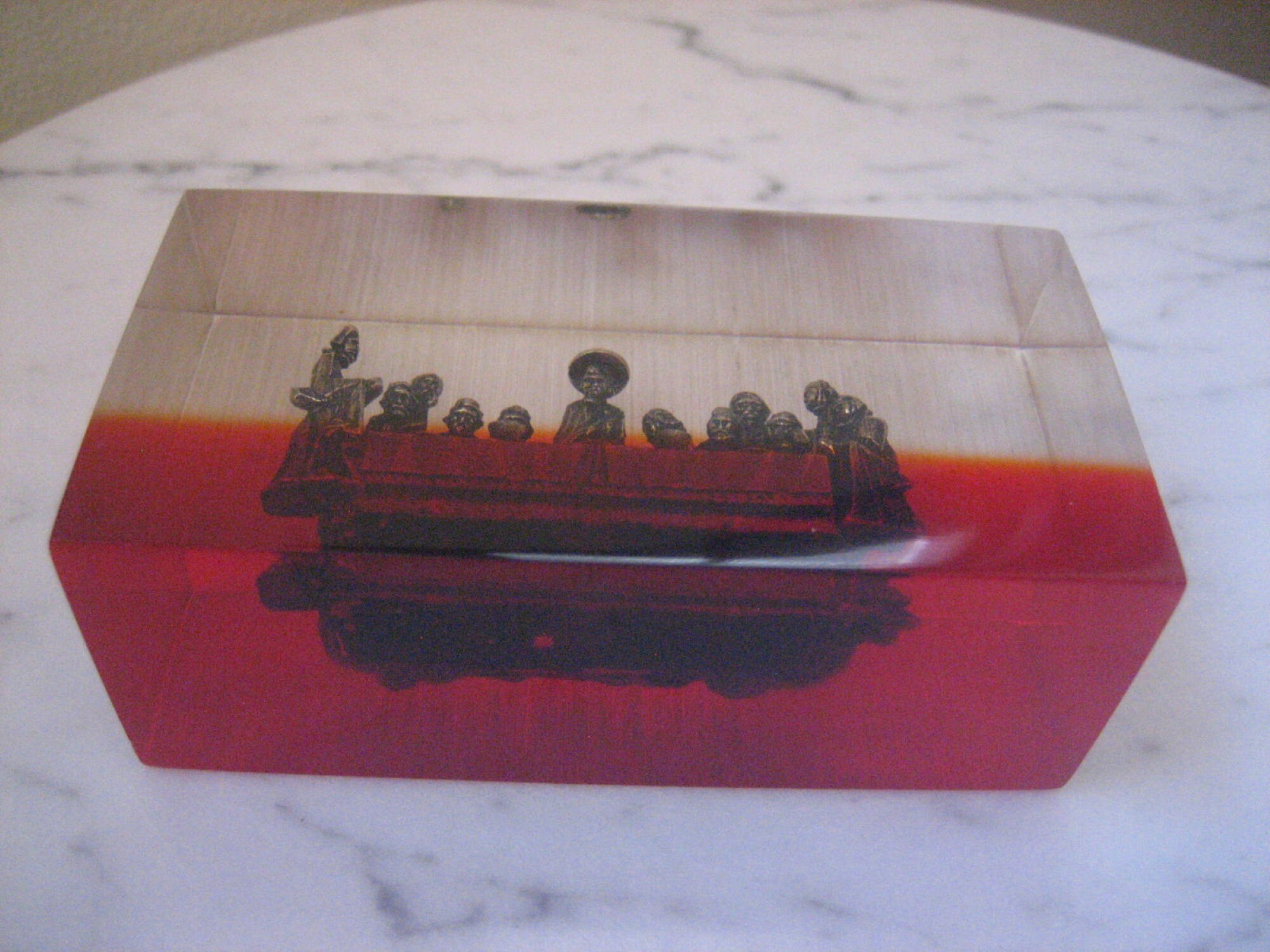 Vintage Christian Paperweight, the Last Supper Lucite 3D Gold Tone ...