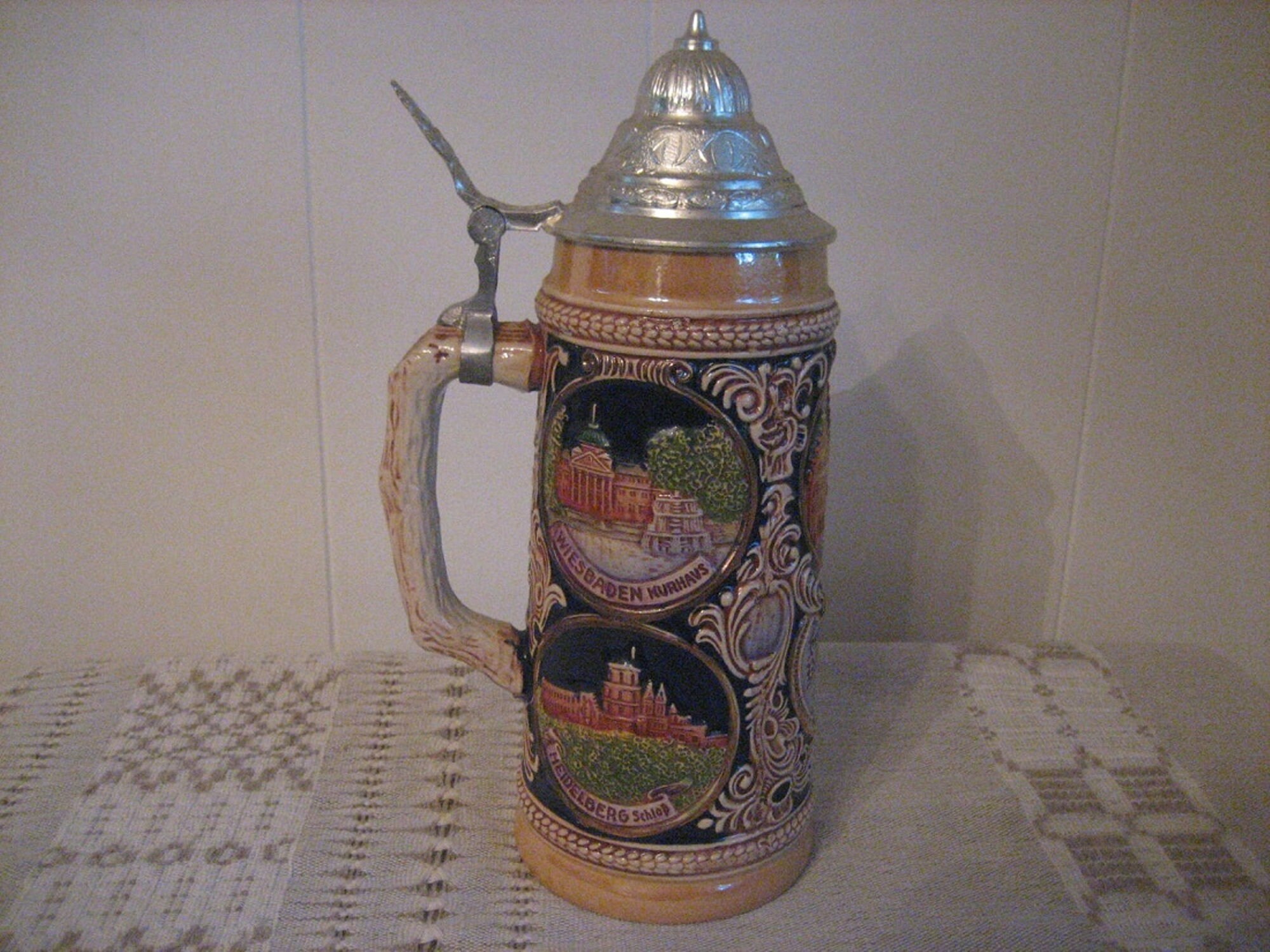 Vintage Gerz Beer Stein, West Germany Pewter Lidded Mug, Handgemalt ...