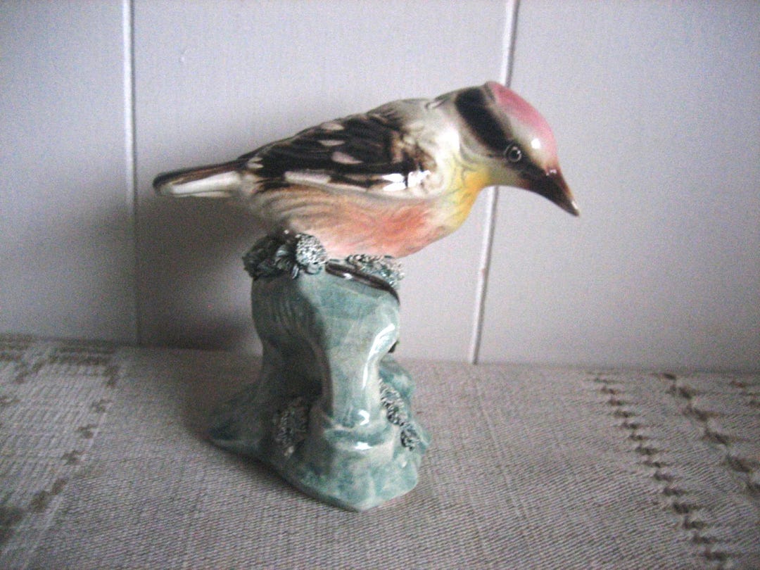 Old Porcelain Bird Figurine, Vtg Woodpecker Statue With Bird Sitting on ...