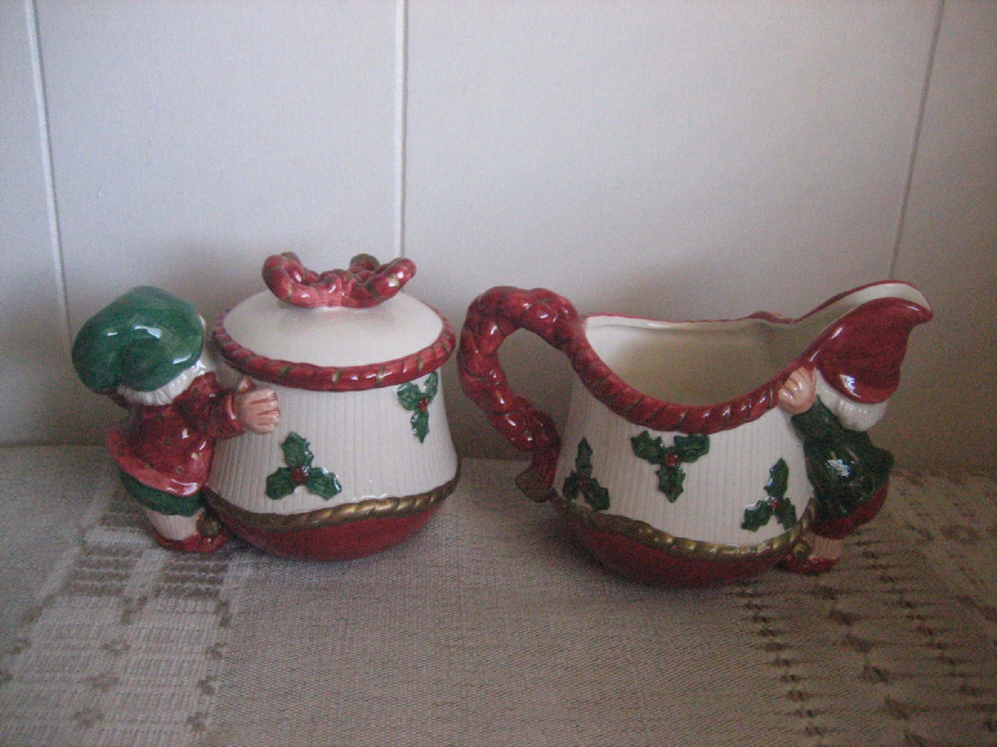 Fitz & Floyd Old World Elf Lidded Sugar Bowl and Creamer, Vintage 1989 ...