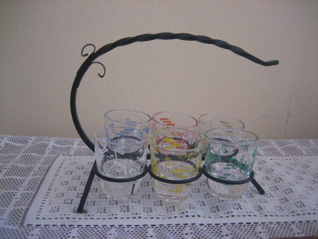 6 Ruhrglas German Shot Glasses With Rack, Barware Glasses/metal Stand ...
