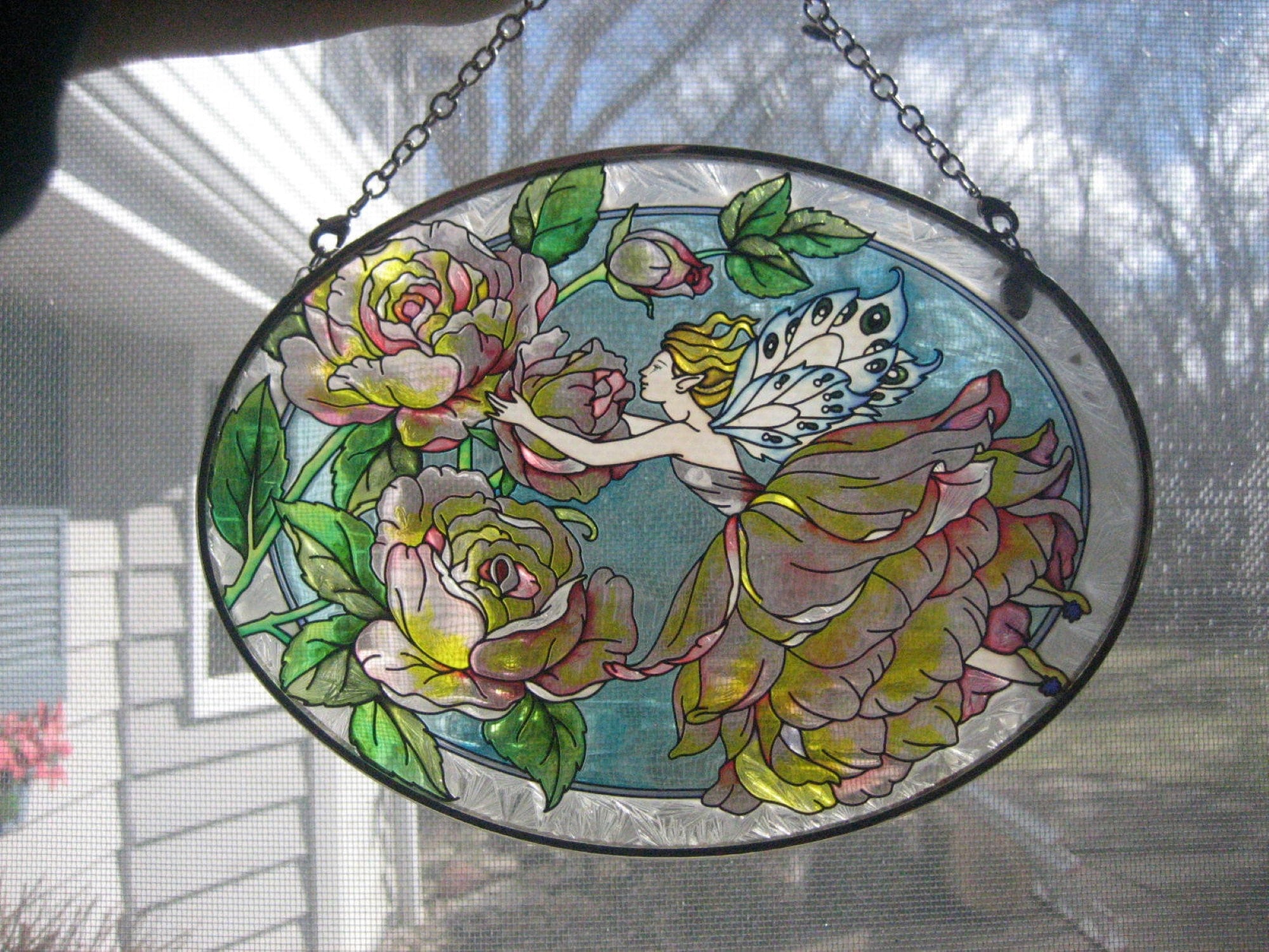 Vintage Amia Fairy Oval Suncatcher, Floral Sprite Wall Hanging Decor ...
