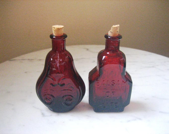Vintage Wheaton Mini Ruby Red Glass Bottles, Violin Shaped Bottle, the ...