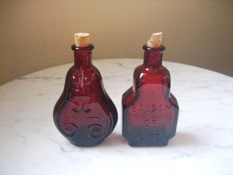 Vintage Wheaton Mini Ruby Red Glass Bottles, Violin Shaped Bottle, the ...