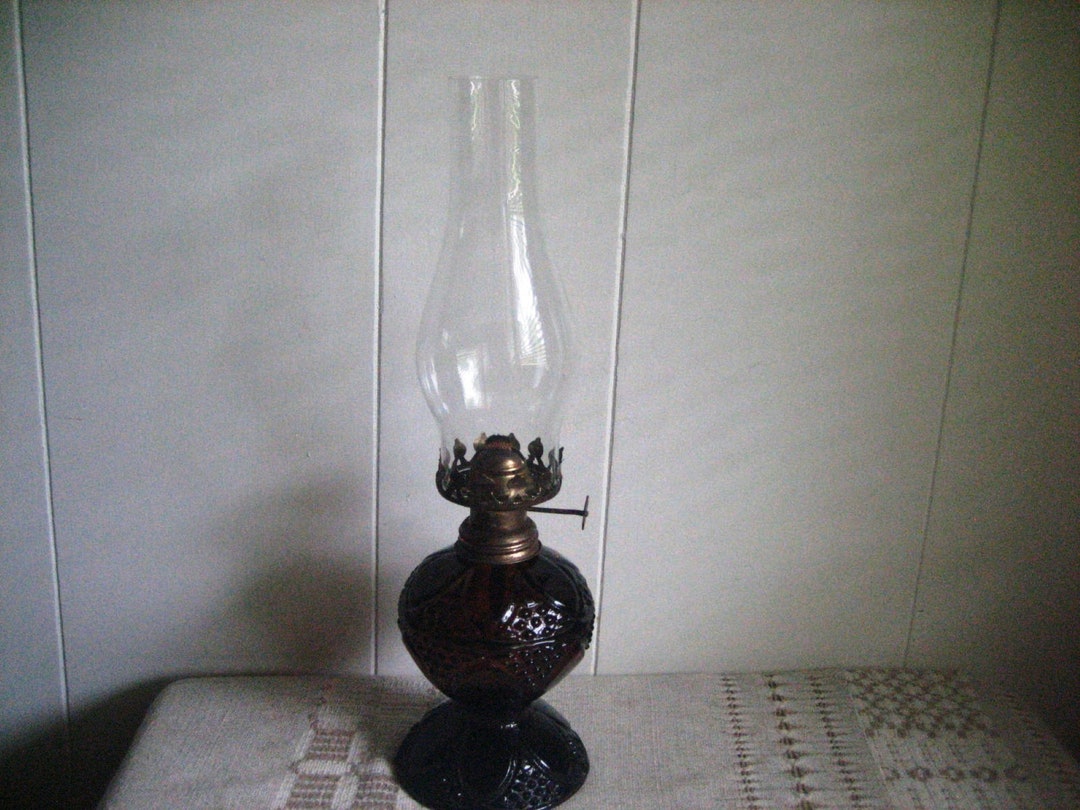 Vintage Glass Oil Lamp Made in Hong Kong, Small Root Beer Glass Bottom ...