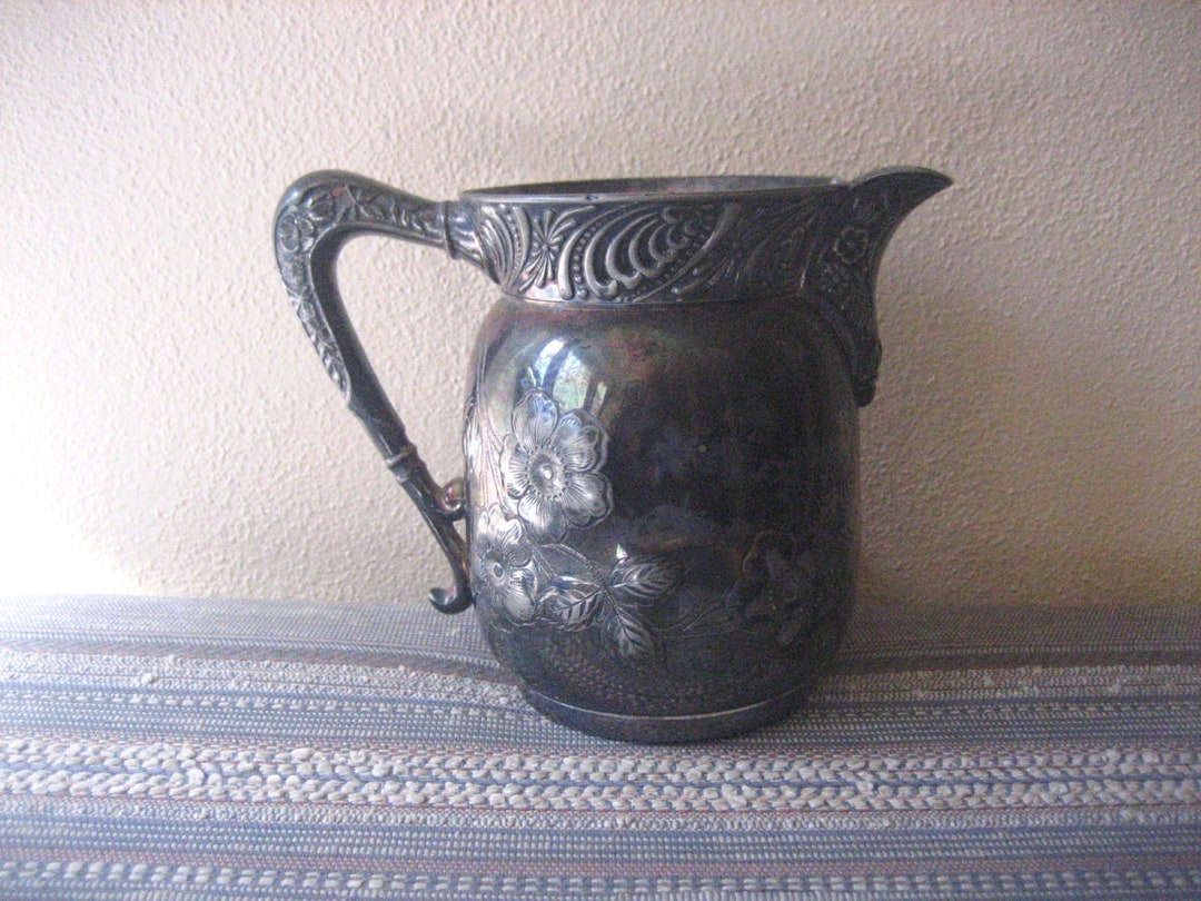 Antique Rockford Silver Plate Co. Creamer, Floral Quadruple Silverplate ...