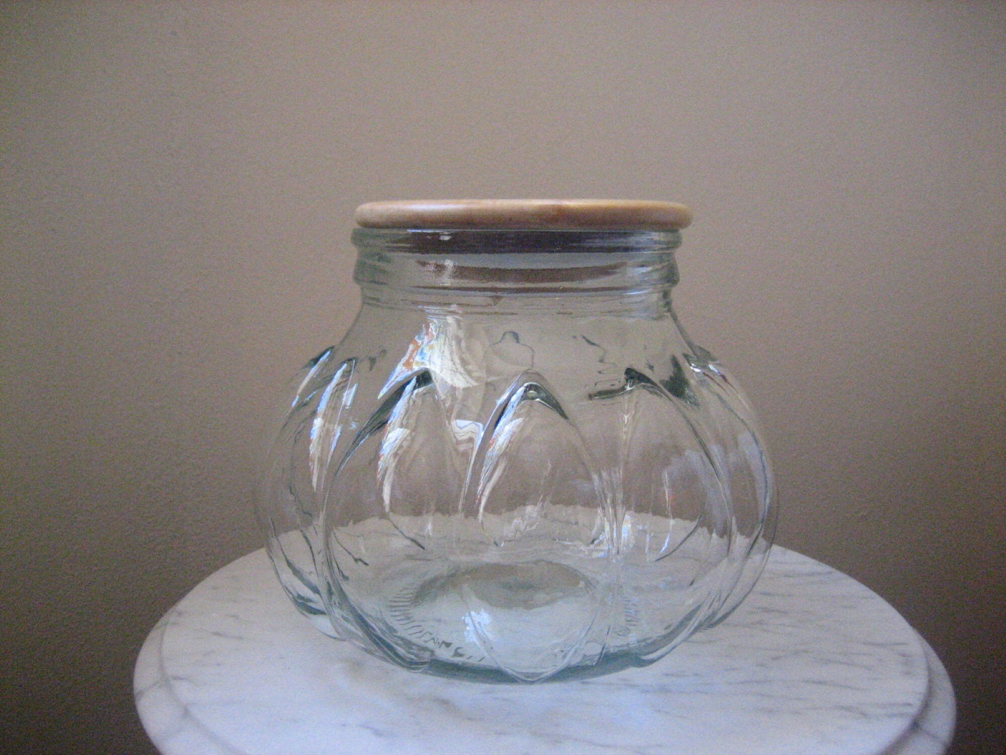 Vintage Clear Green Glass Canister, One Gallon Pear Shaped Jug With ...